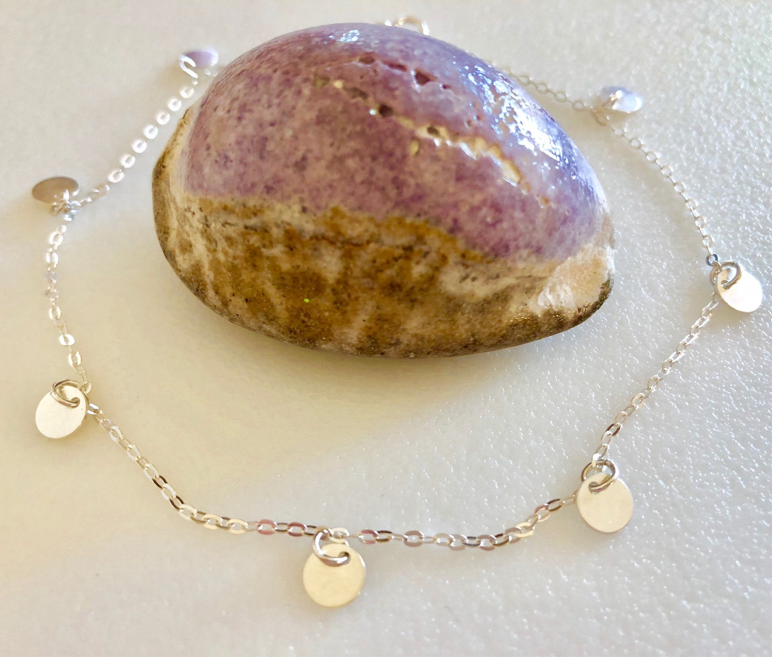 Sterling Silver Coin Anklet Dainty Disc Anklet Boho Beach - Etsy