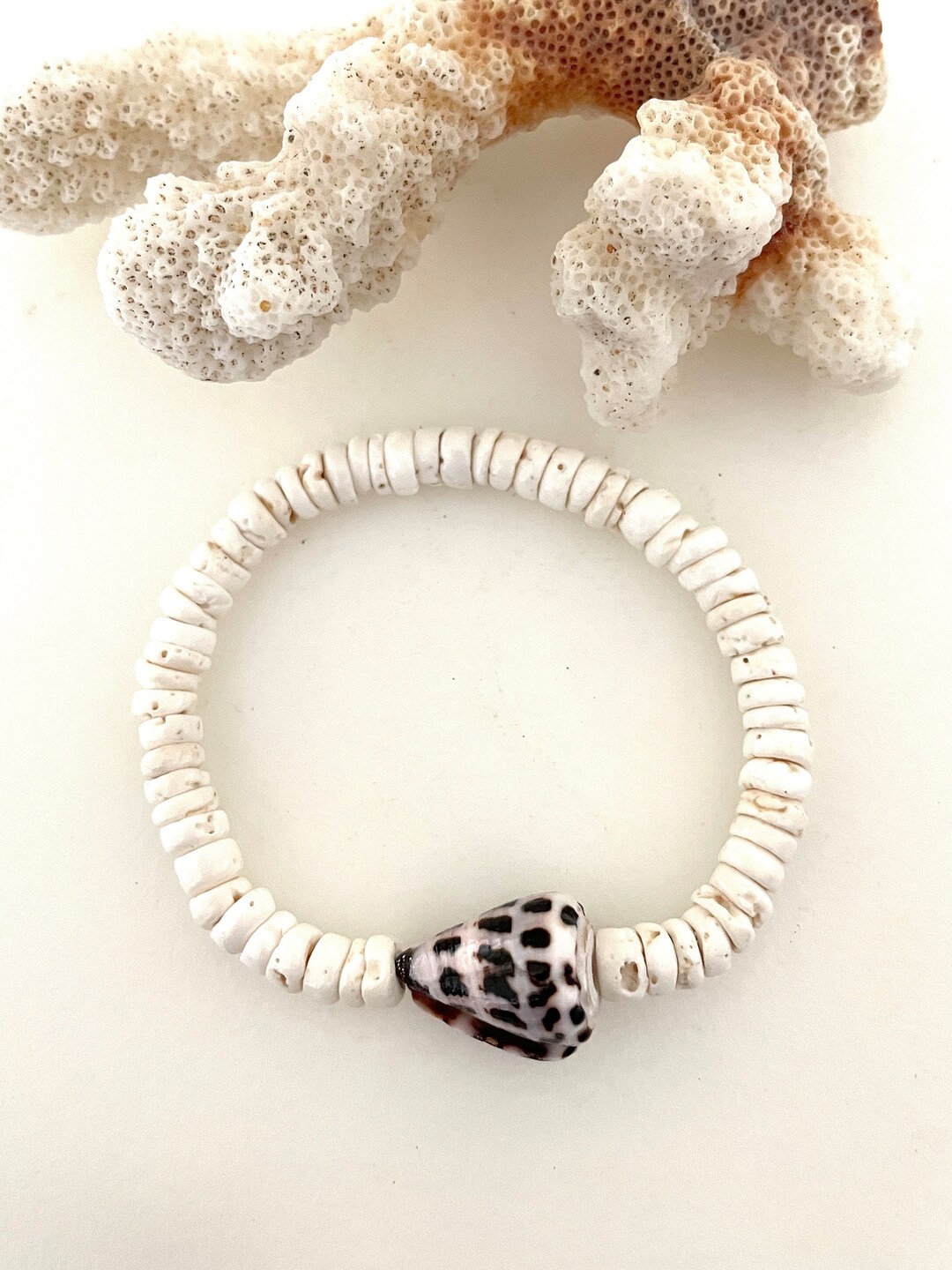Puka Shell Bracelet Hawaiian Cone Shell Genuine Sea Shell - Etsy