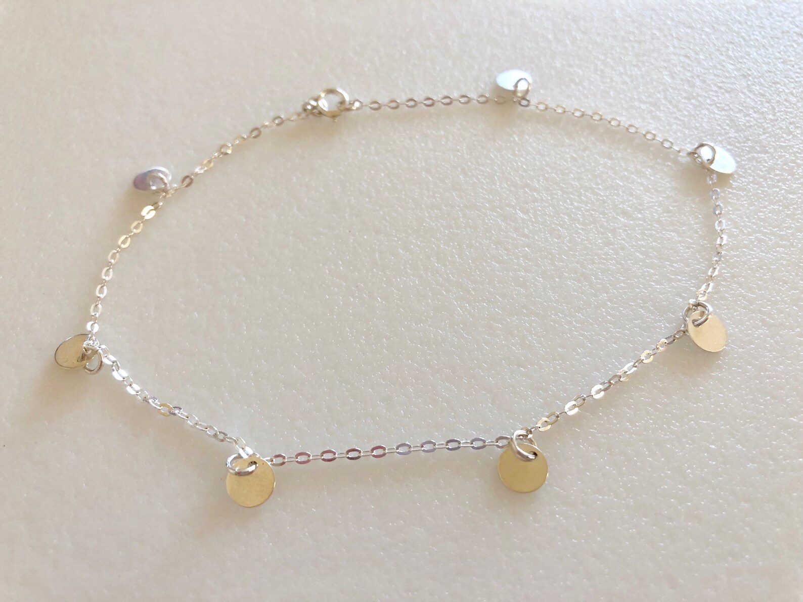 Sterling Silver Coin Anklet Dainty Disc Anklet Boho Beach - Etsy