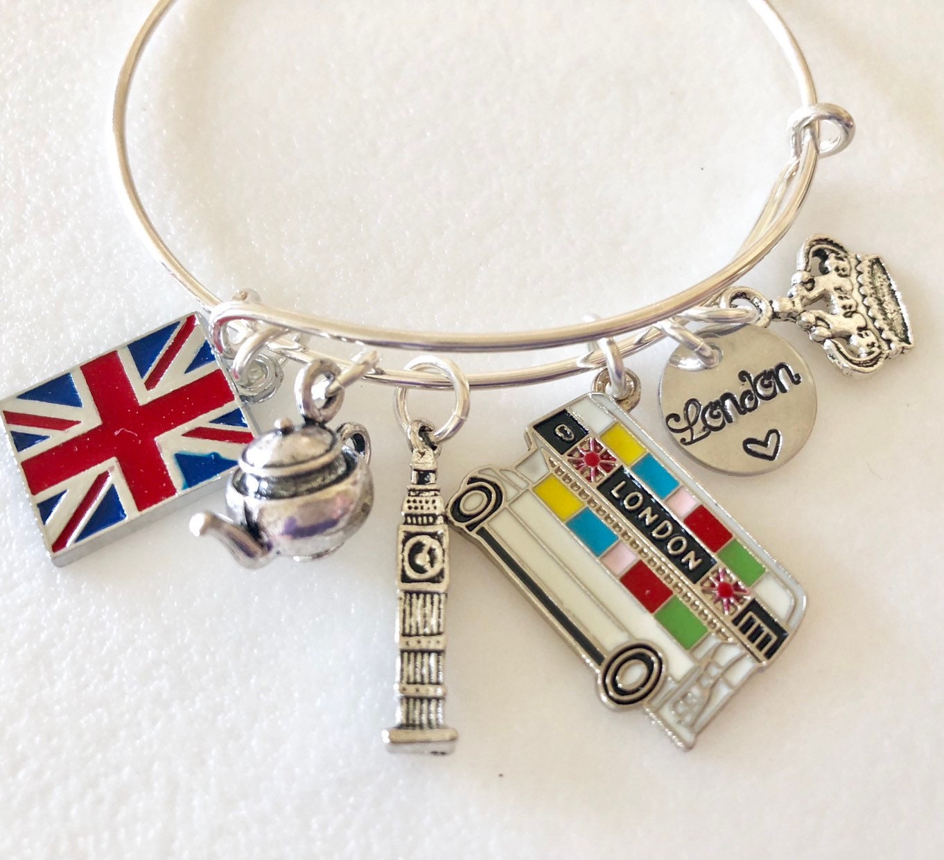 London Charm Bangle London Charm Bracelet Union Jack Double - Etsy