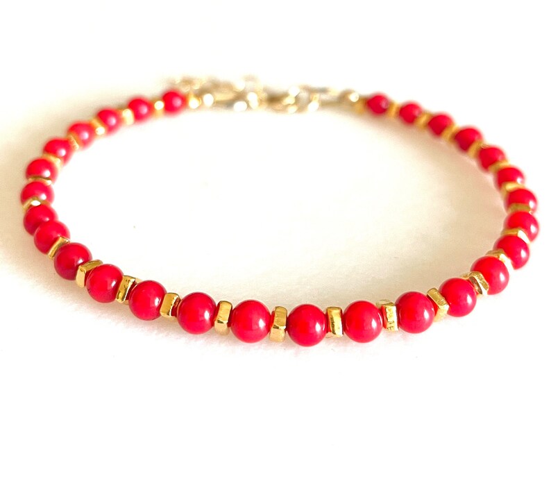 Red Coral Bracelet, Genuine Red Bamboo Coral, Minimalist Bracelet ...