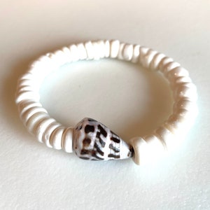 Puka Shell Bracelet, Hawaiian Cone Shell, Genuine 8-10mm Sea Shell ...
