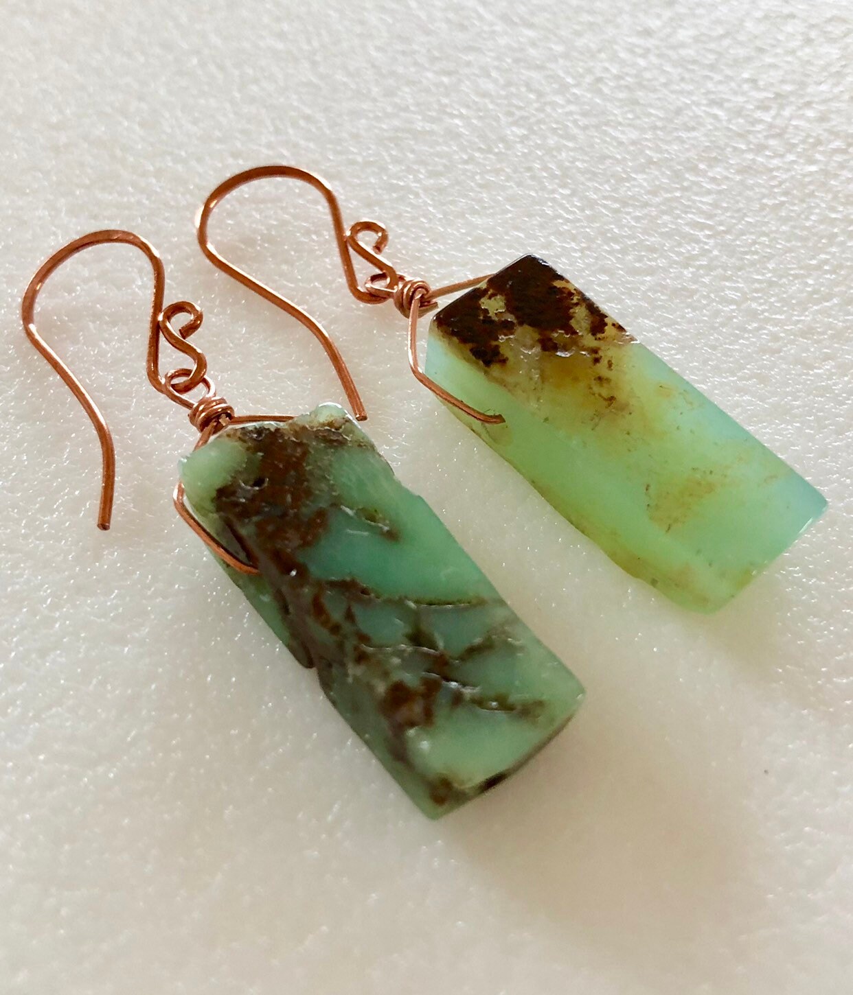 Chrysoprase Gemstone Earrings Natural Green Blue Chrysoprase - Etsy