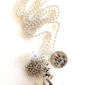 Ski Charm Necklace, Snow Skier Necklace, Hand Stamped "ski Like A Girl ...