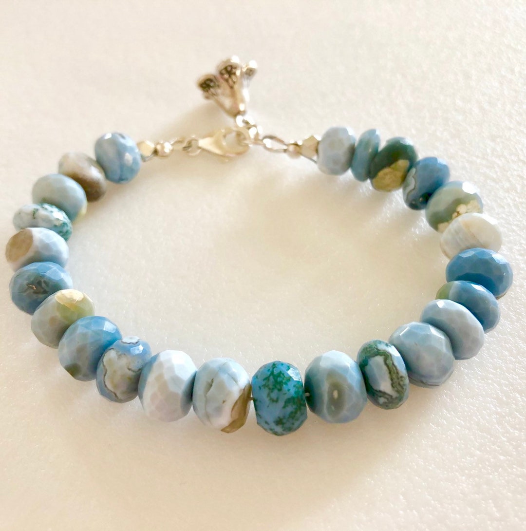 Blue Oregon Opal Bracelet Genuine Oregon Blue Opal Beaded - Etsy