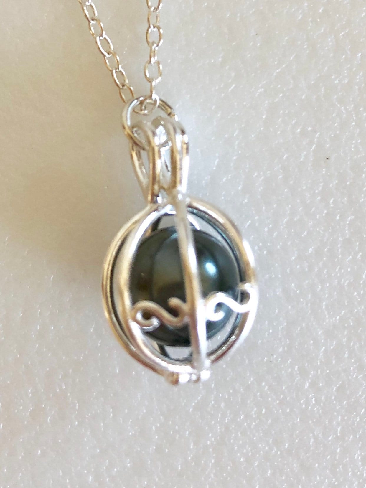 Sterling Silver Pearl Cage Necklace Genuine Freshwater Pearl - Etsy