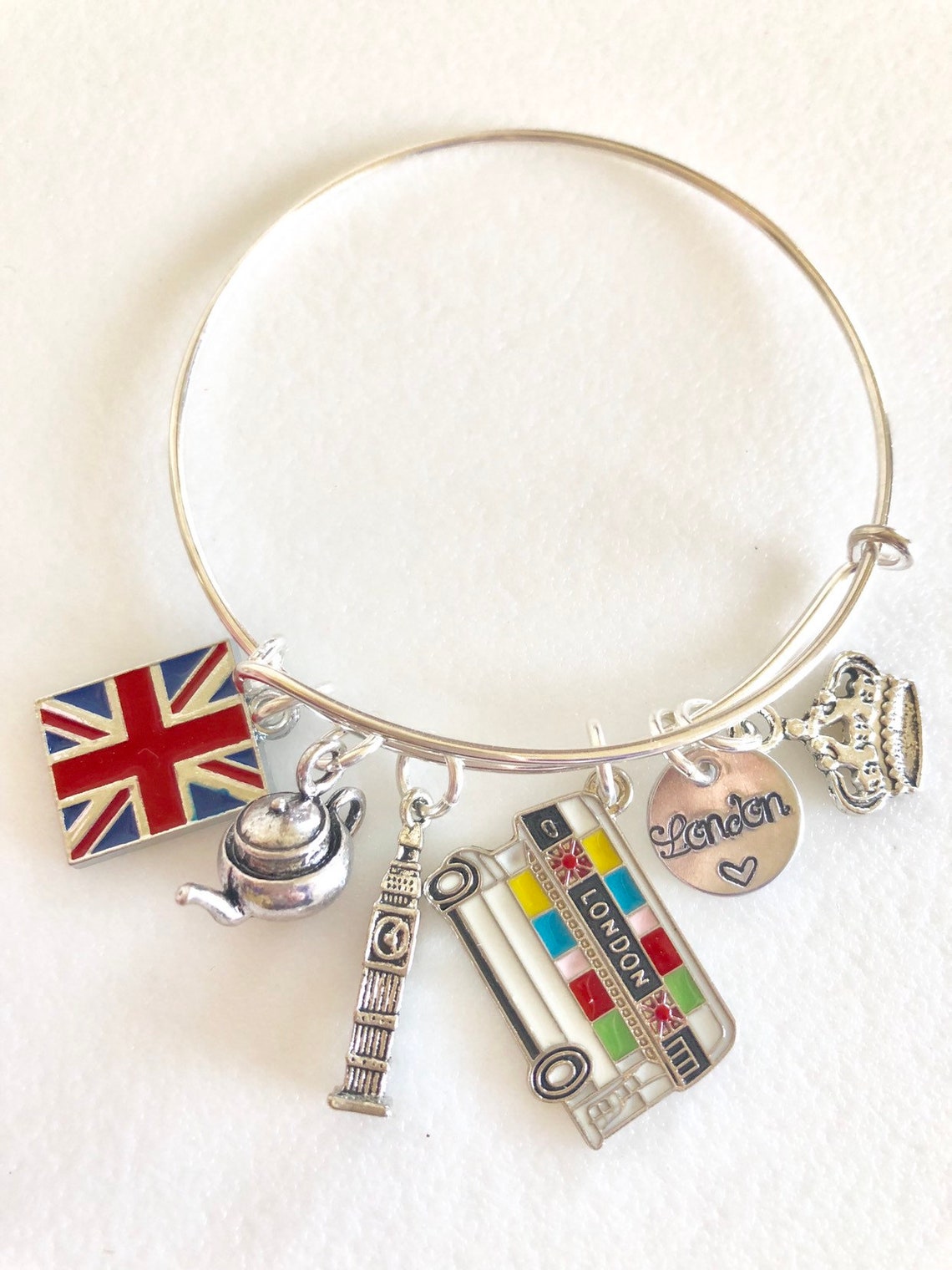 London Charm Bangle London Charm Bracelet Union Jack Double | Etsy