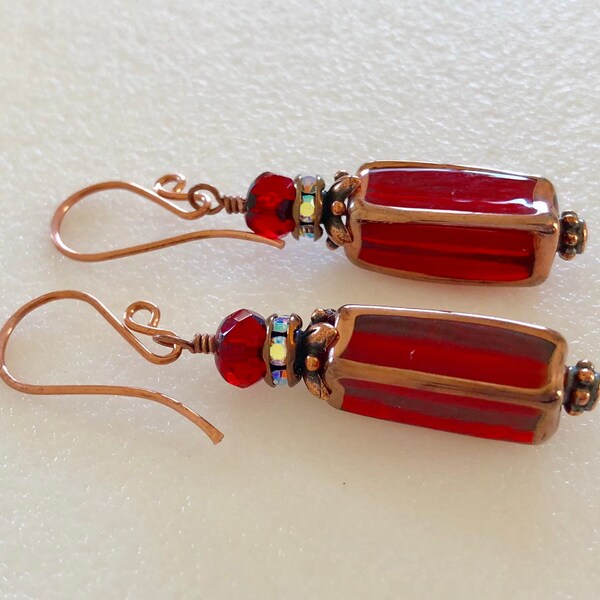 Red Glass Earrings - Etsy