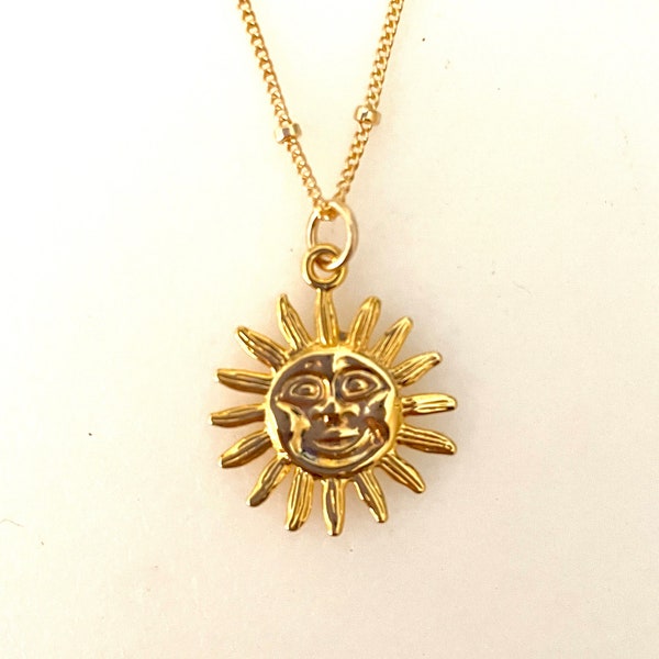 Sun Face Necklace - Etsy