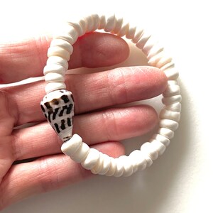 Puka Shell Bracelet, Hawaiian Cone Shell, Genuine 8-10mm Sea Shell ...