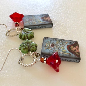 Little Red Riding Hood Earrings, Miniature Story Book Earrings, Fairy ...