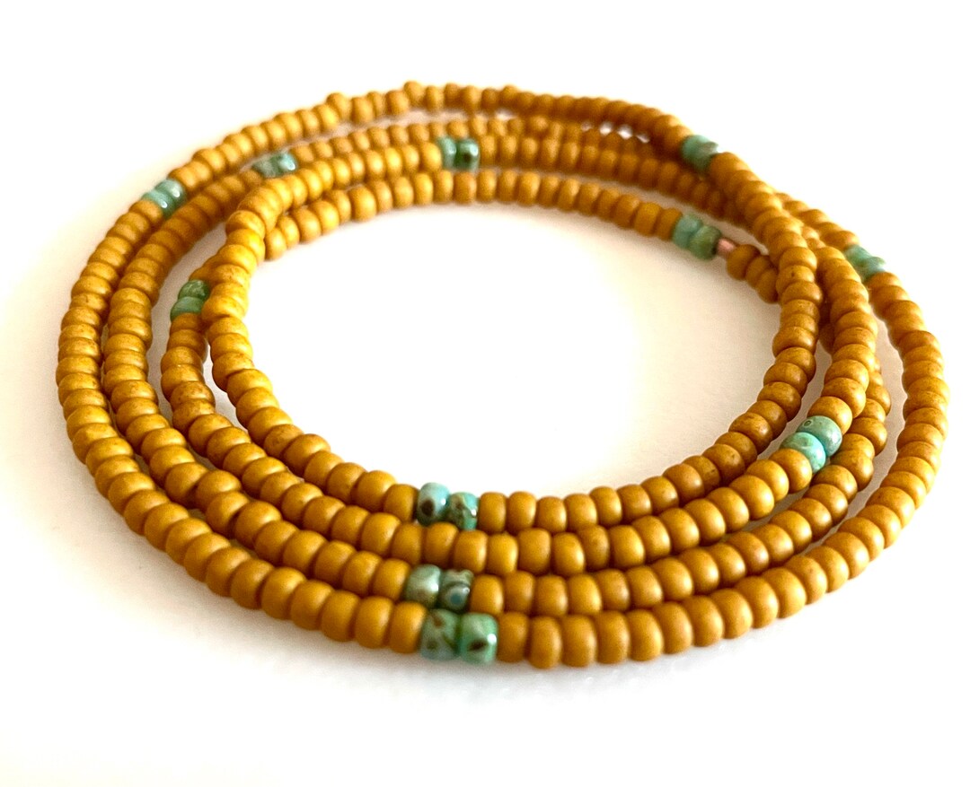 Men’s Mustard Bead Necklace, Beaded Necklace, Premium Japanese Seed ...