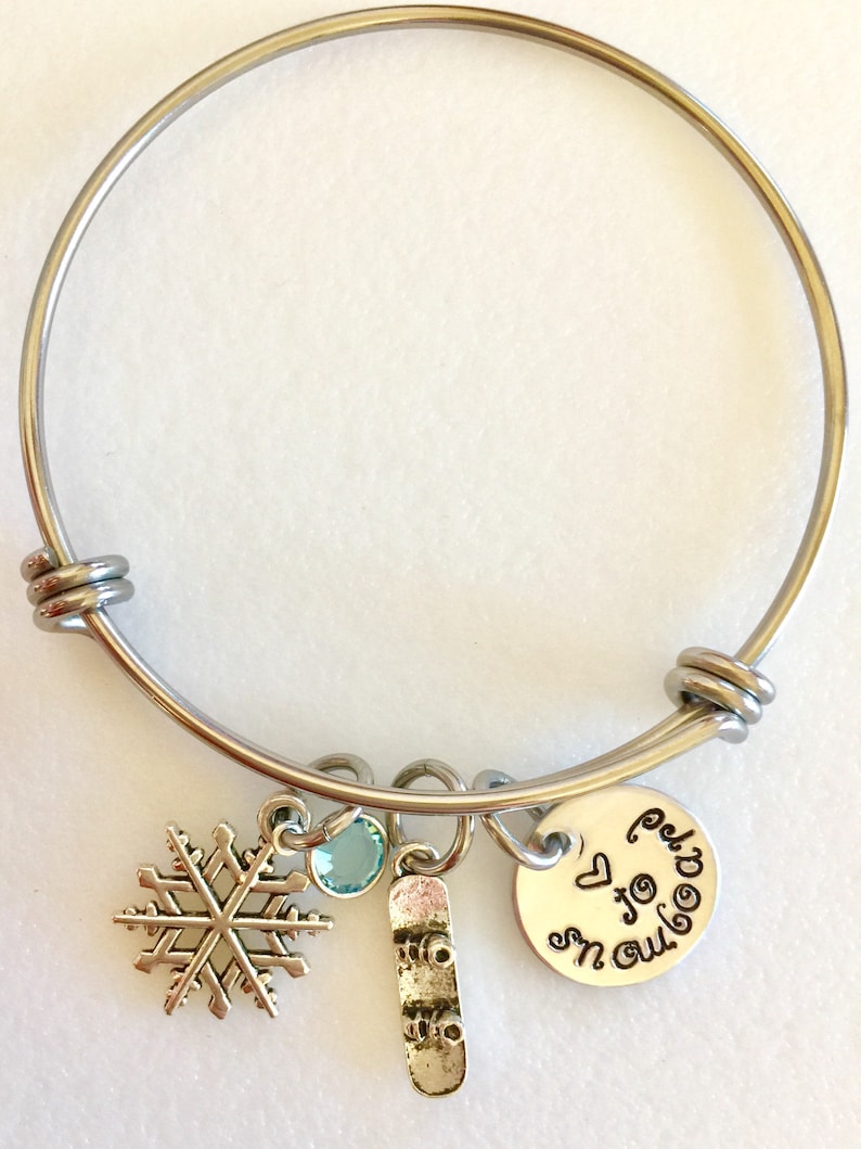 Snowboard Bangle Snowboarding Pewter Snowboard Charm - Etsy