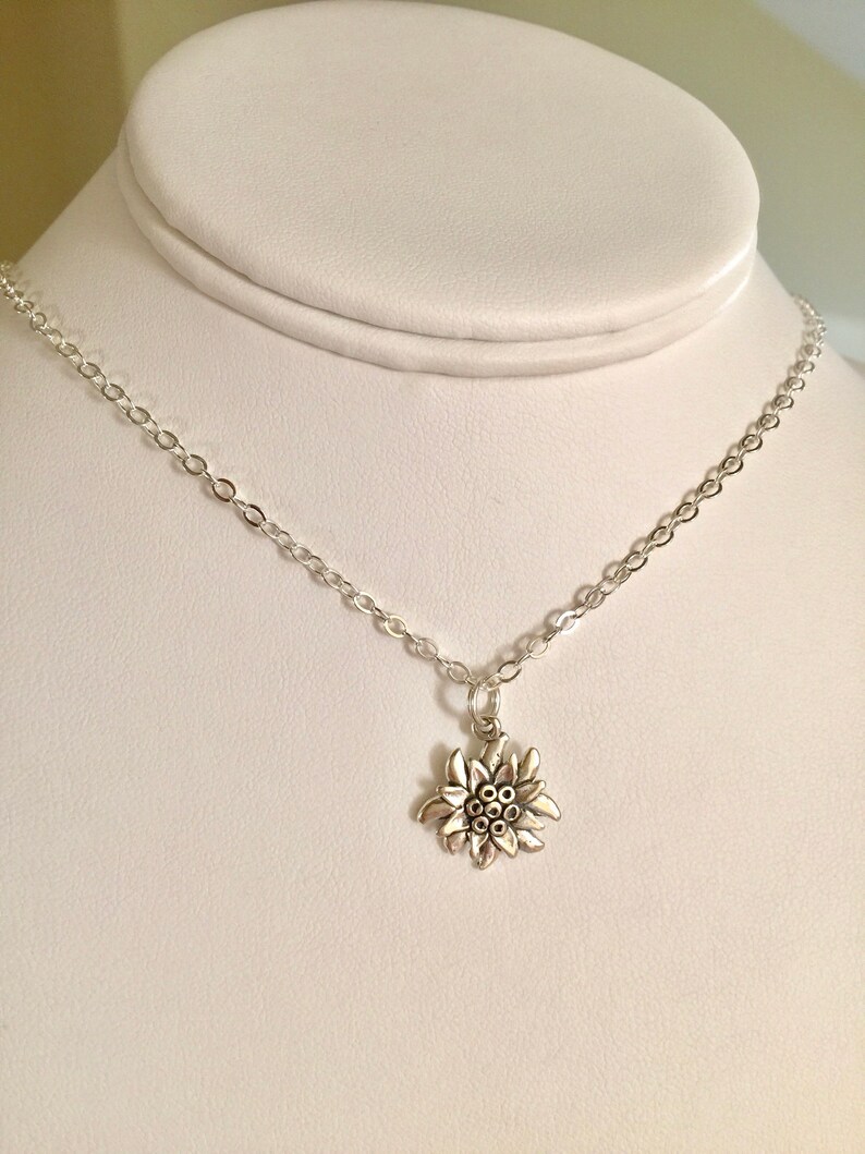 Edelweiss Flower Necklace Sterling Silver Edelweiss Charm - Etsy