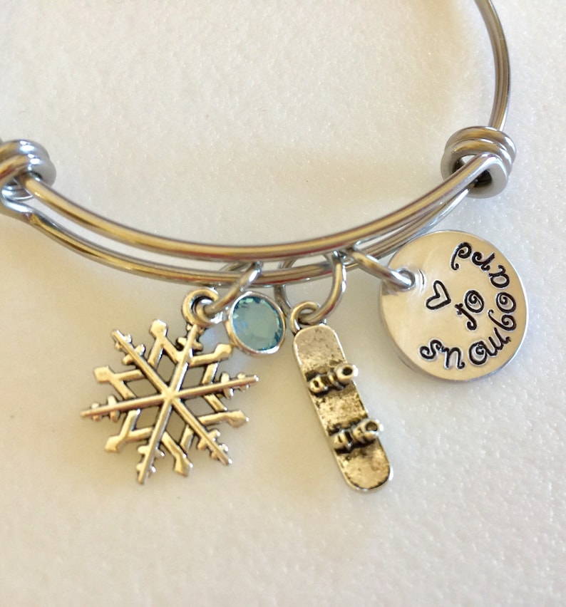 Snowboard Bangle Snowboarding Pewter Snowboard Charm - Etsy