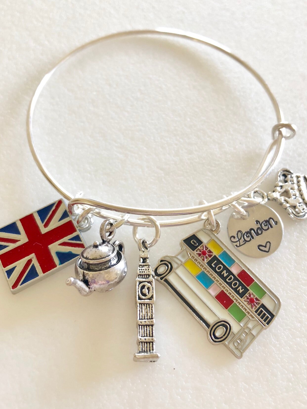 London Charm Bangle London Charm Bracelet Union Jack Double | Etsy