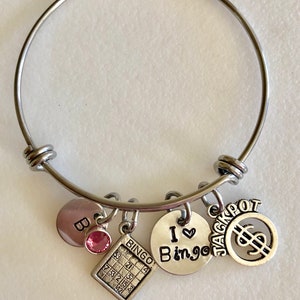 Bingo Bangle, Bingo Lover, Bingo Grandma, Bingo Charm Bracelet, Pewter ...