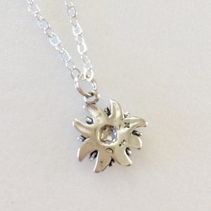 Edelweiss Flower Necklace, Sterling Silver Edelweiss Charm, Wildflower ...