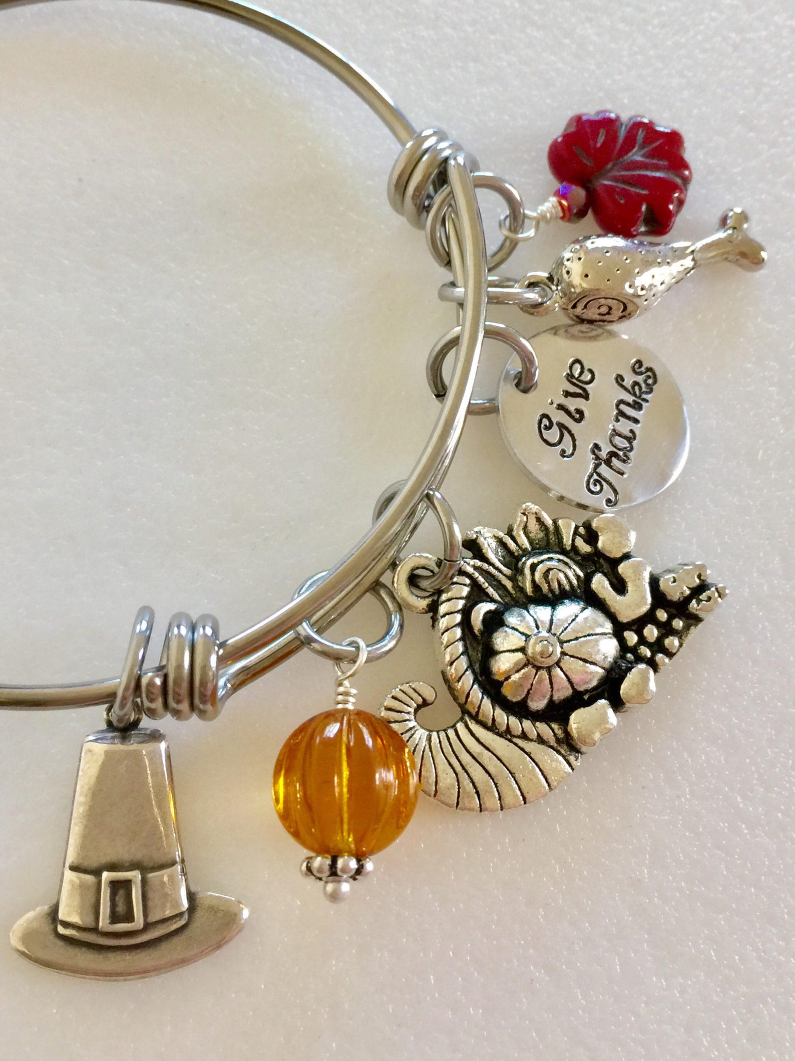 Thanksgiving Bangle Thanksgiving Charm Bracelet Pilgrim - Etsy