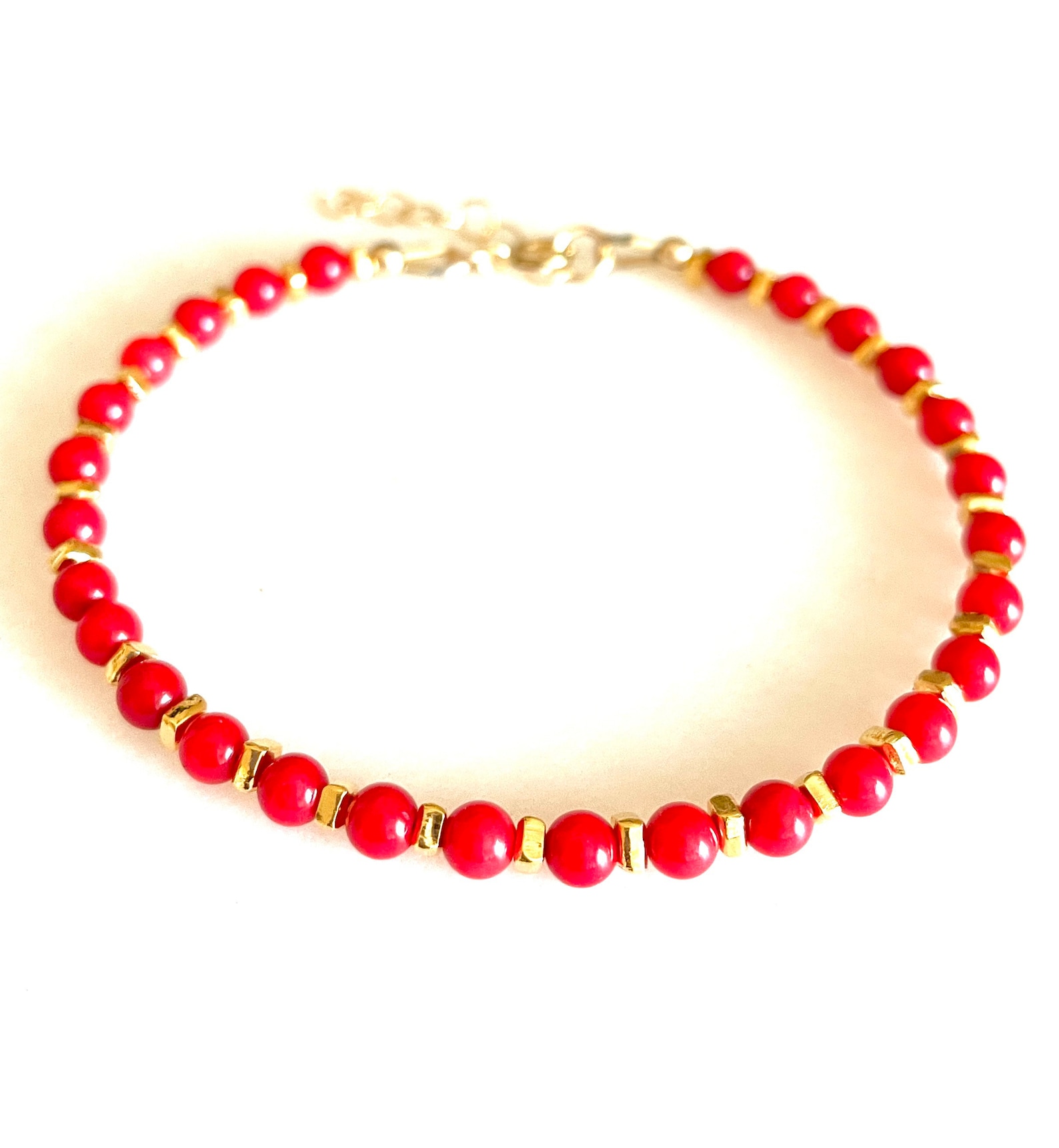 Red Coral Bracelet, Genuine Red Bamboo Coral, Minimalist Bracelet ...
