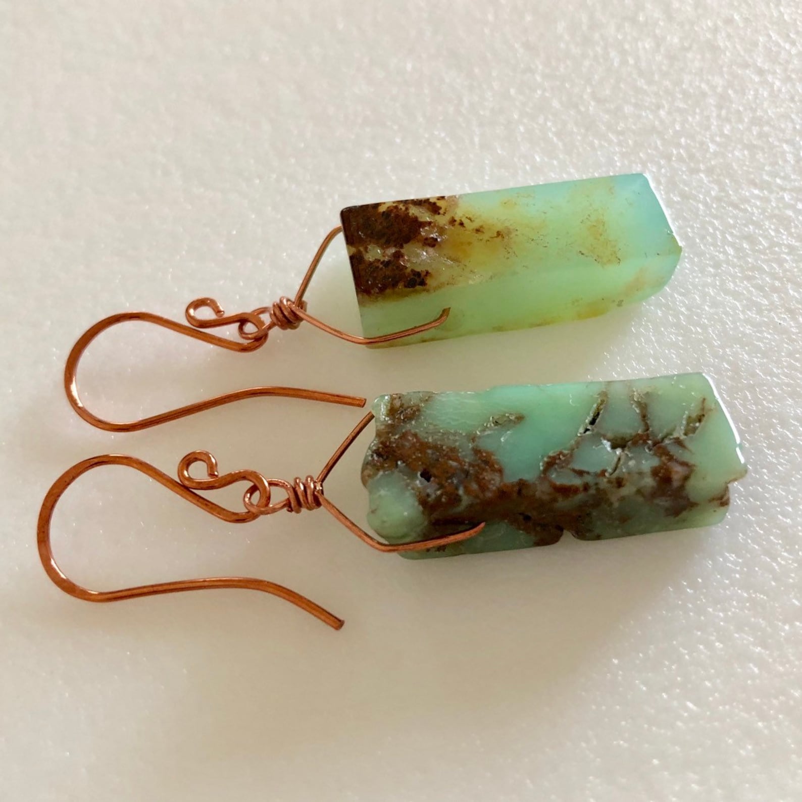 Chrysoprase Gemstone Earrings Natural Green Blue Chrysoprase - Etsy