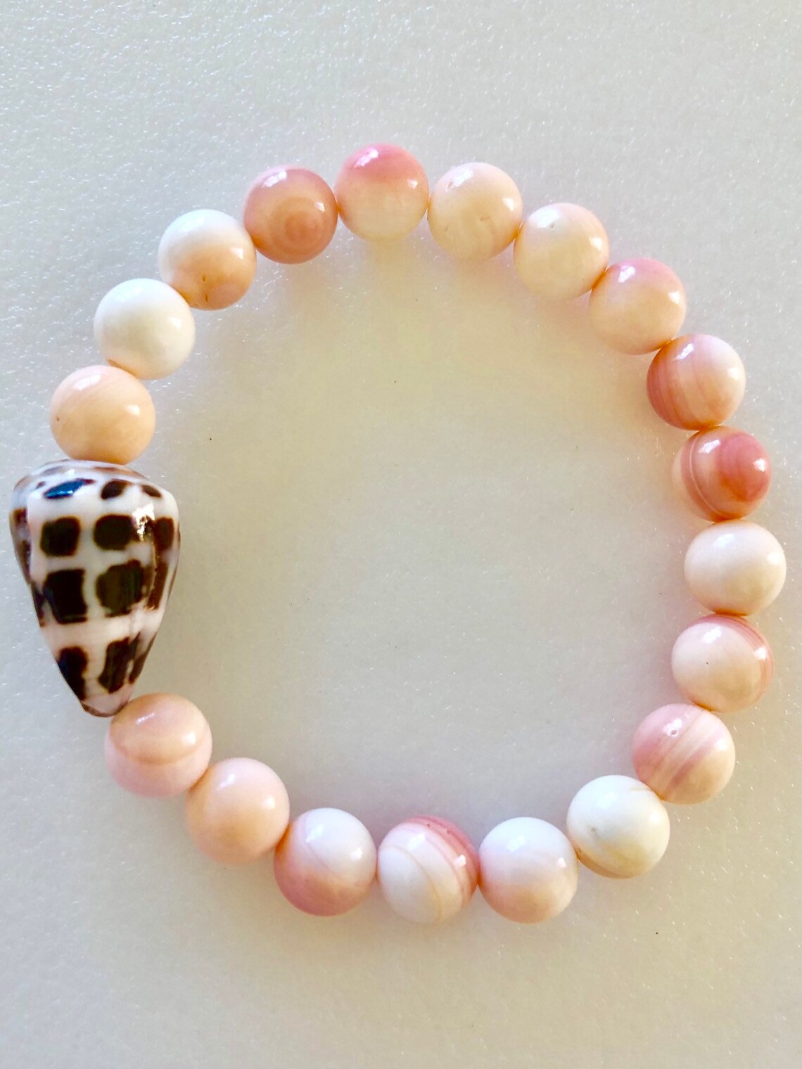 Pink Conch Shell Bracelet, Queen Conch Shell, Hawaiian Cone Shell ...