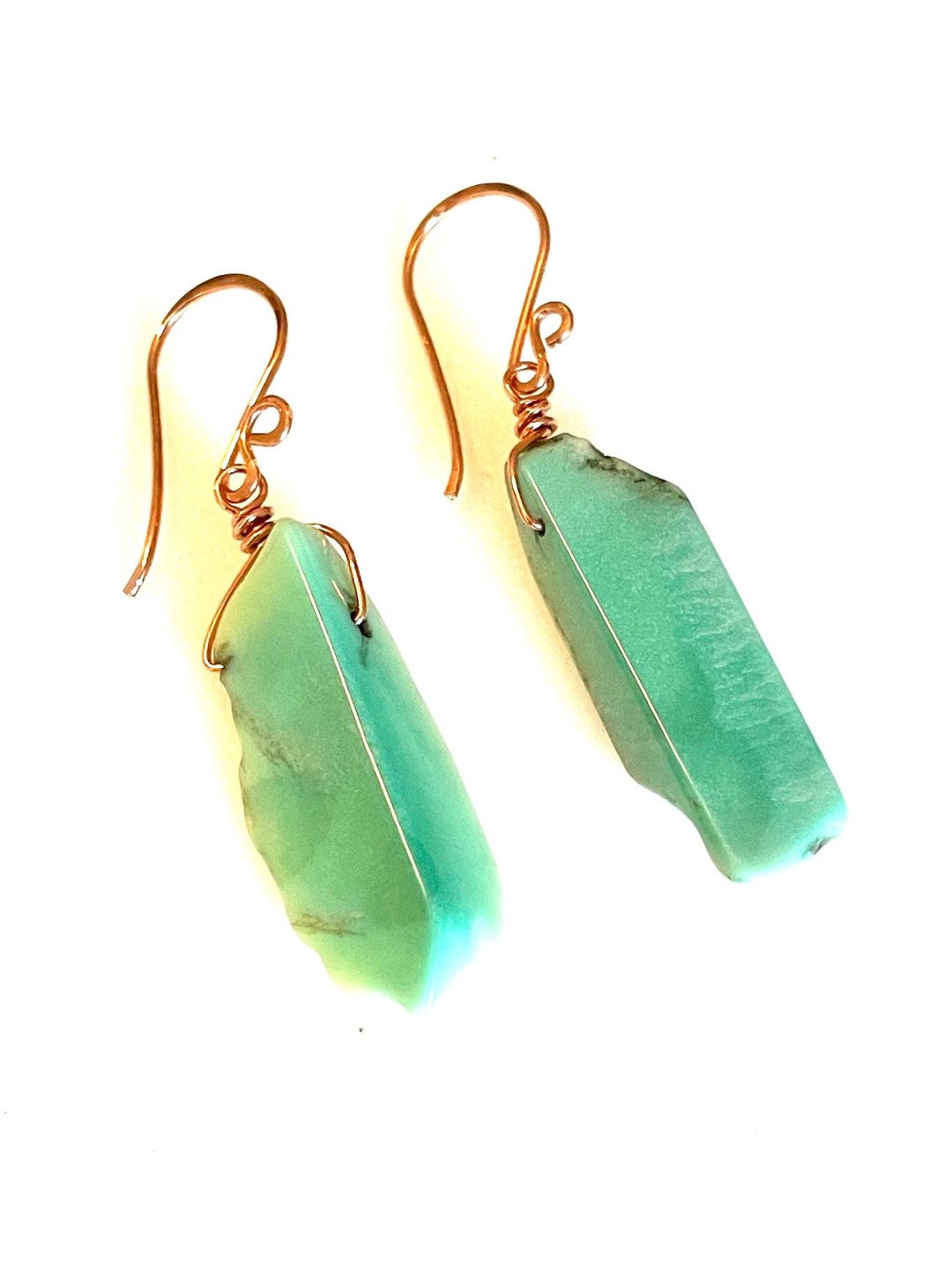 Chrysoprase Gemstone Earrings, Natural Green Blue Chrysoprase ...