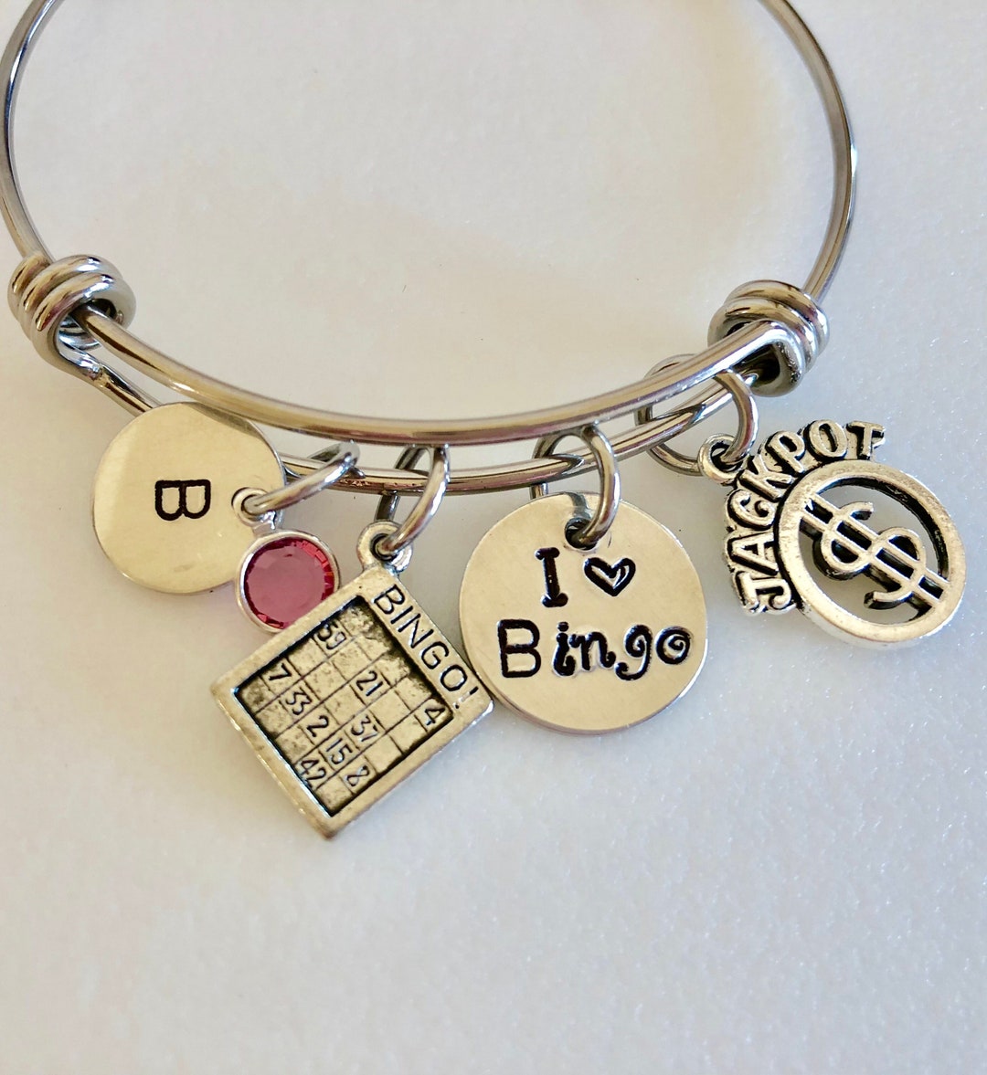 Bingo Bangle, Bingo Lover, Bingo Grandma, Bingo Charm Bracelet, Pewter ...