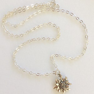 Edelweiss Flower Necklace, Sterling Silver Edelweiss Charm, Wildflower ...