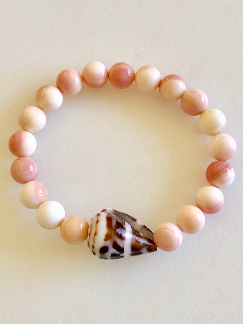 Pink Conch Shell Bracelet, Queen Conch Shell, Hawaiian Cone Shell ...