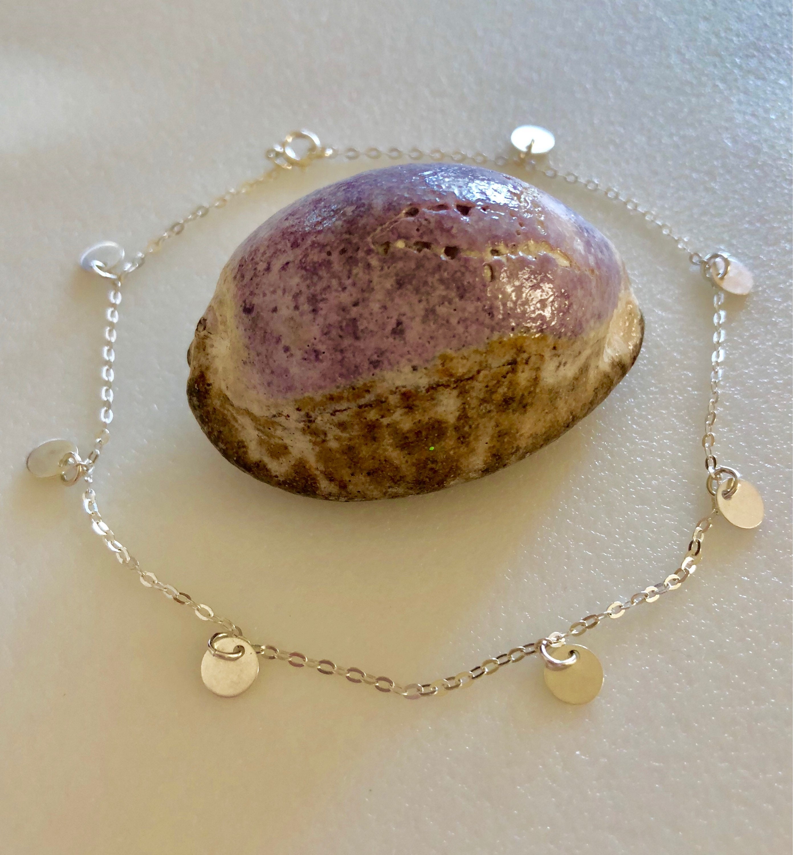 Sterling Silver Coin Anklet Dainty Disc Anklet Boho Beach - Etsy