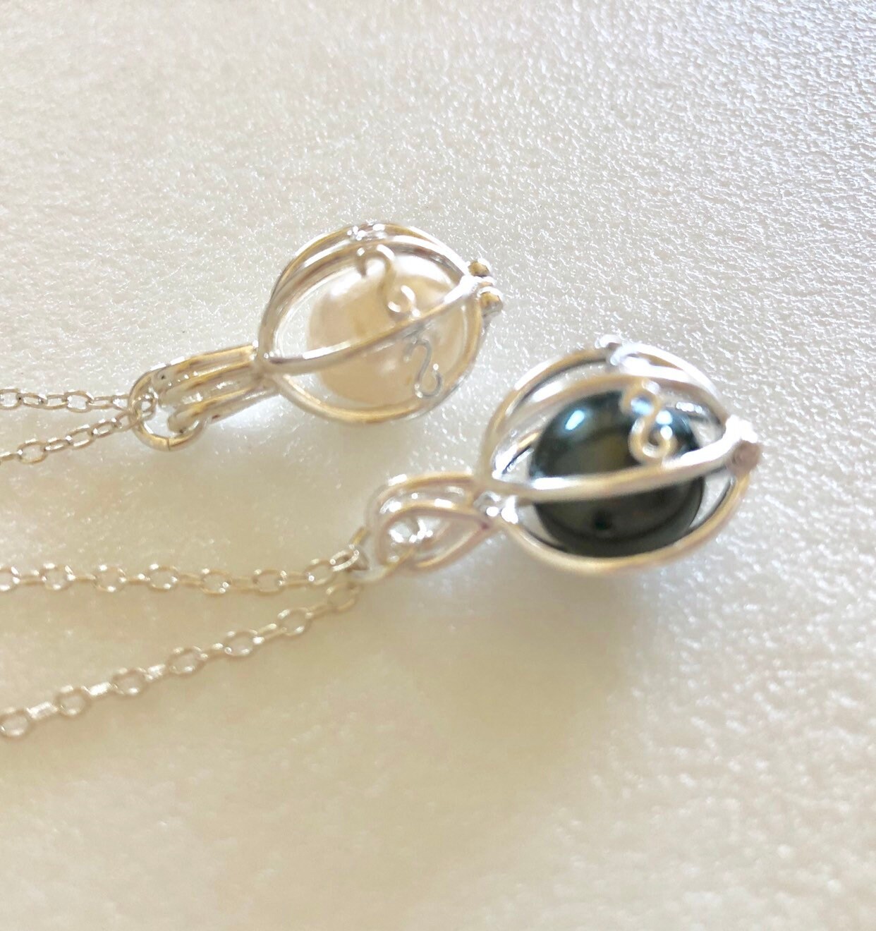 Sterling Silver Pearl Cage Necklace Genuine Freshwater Pearl - Etsy