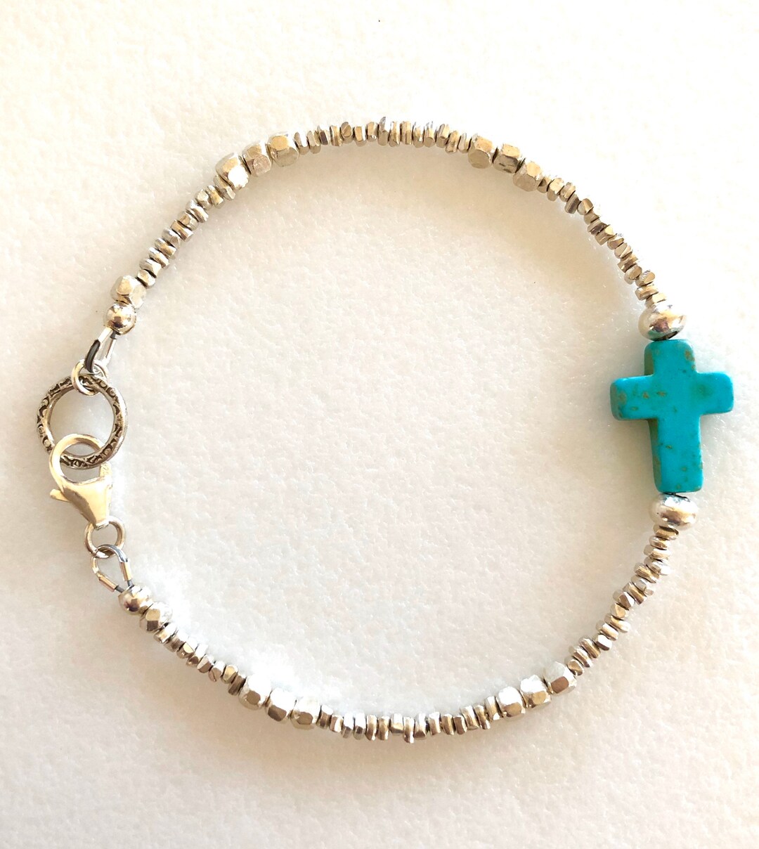 Karen Hill Tribe Fine Silver Cross Bracelet, Turquoise Cross, Christian ...