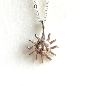 Sun Necklace, Radiant Sun Charm, Happy Face Sun Pendant, Petite ...