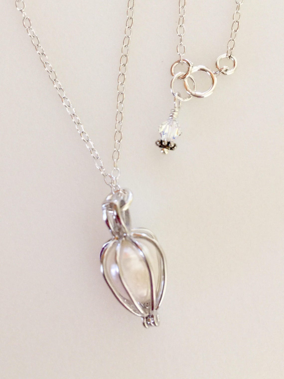 Pearl Cage Necklace Sterling Silver Pearl Cage Genuine - Etsy