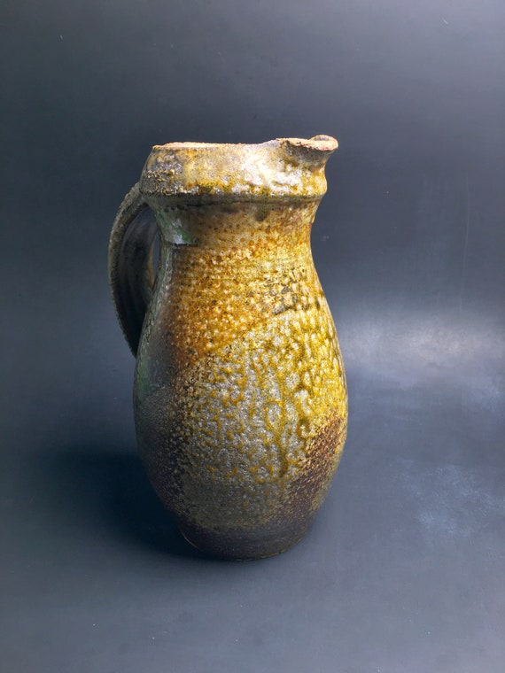 Wood Fired Stony Yellow Pitcher | Etsy