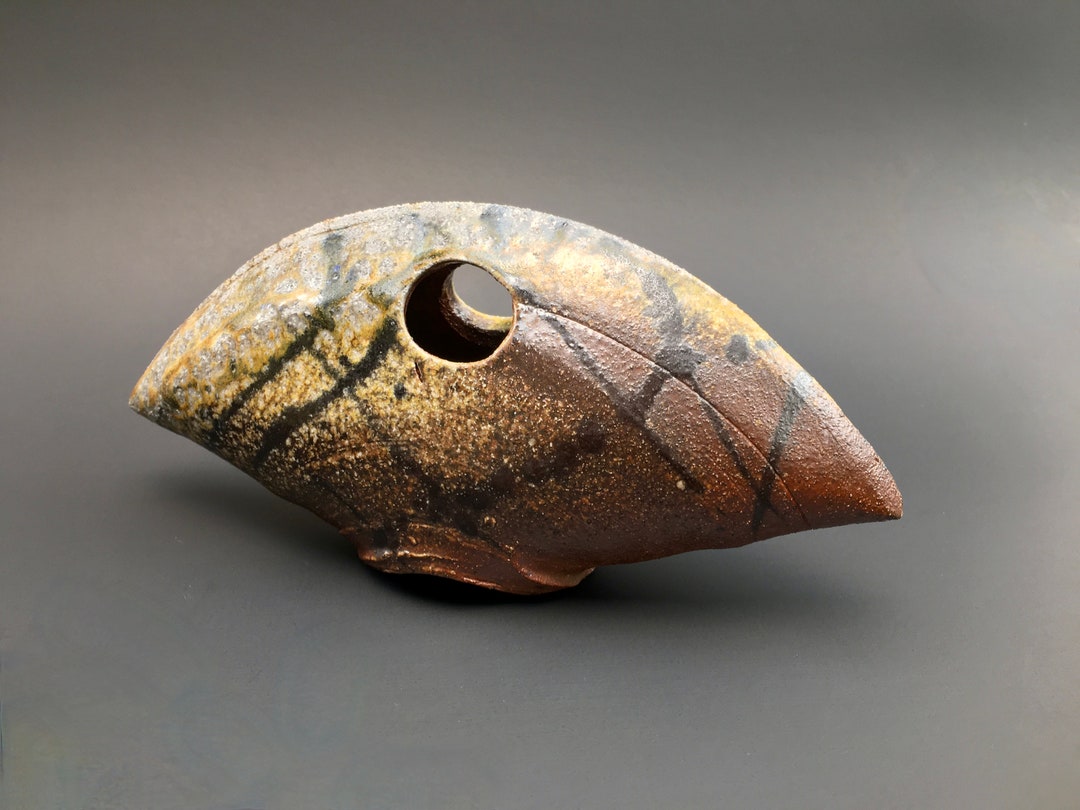Wood Fired Vase Ikebana Stingray Rustic Pottery Primitive Ceramics - Etsy