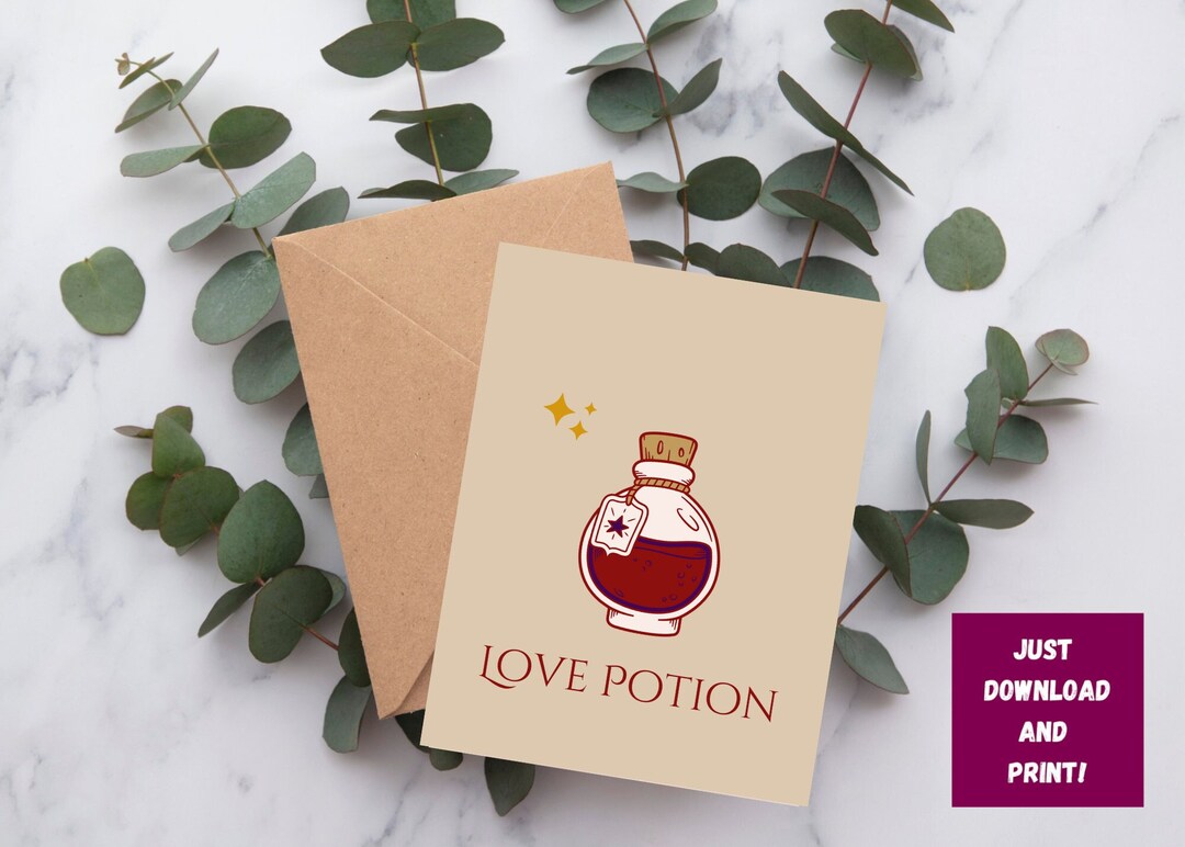 Love Potion Greeting Card, Printable Potion Greeting Card - Etsy