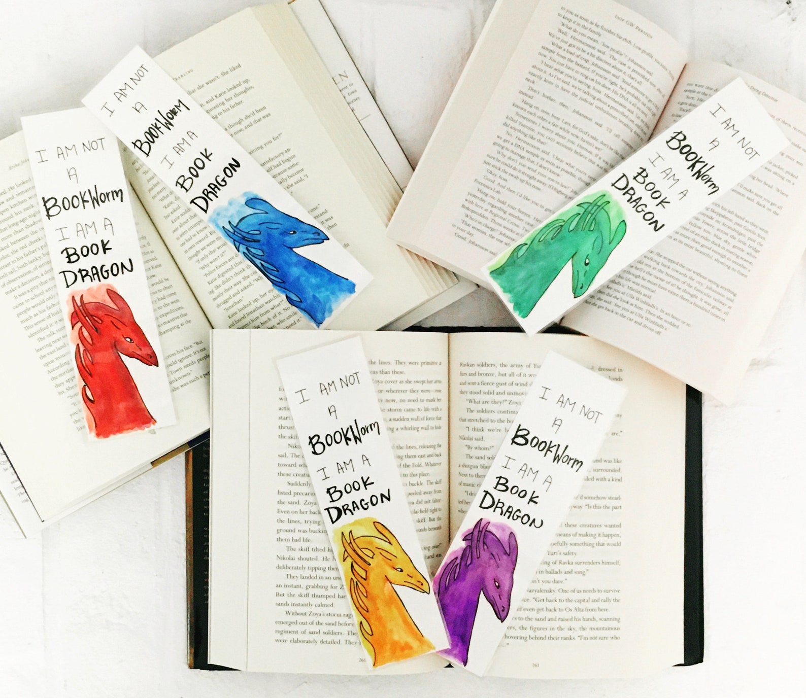 Book Dragon Bookmark Watercolor Bookmark - Etsy