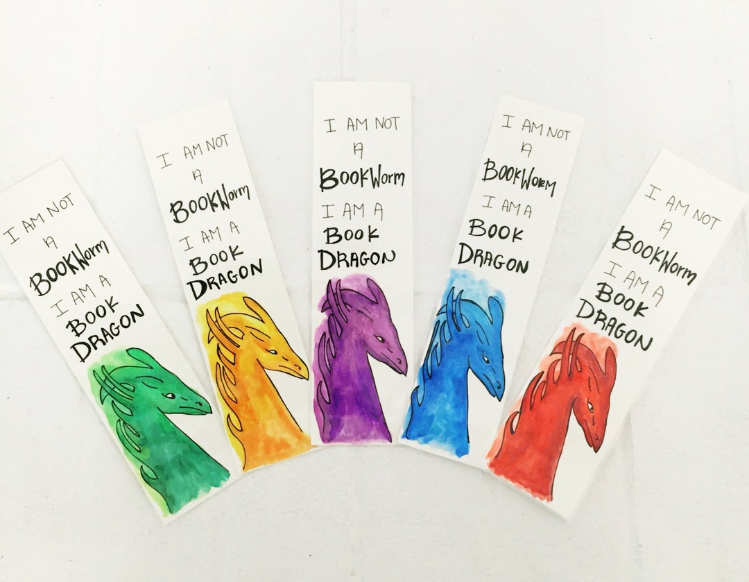 Book Dragon Bookmark Watercolor Bookmark - Etsy