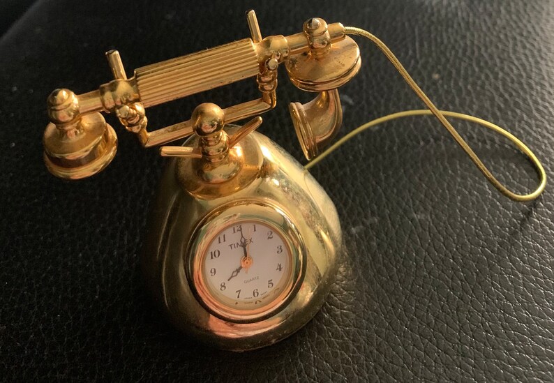 Vintage Miniature Telephone Clock Gold Tone Quartz Timex Watch - Etsy