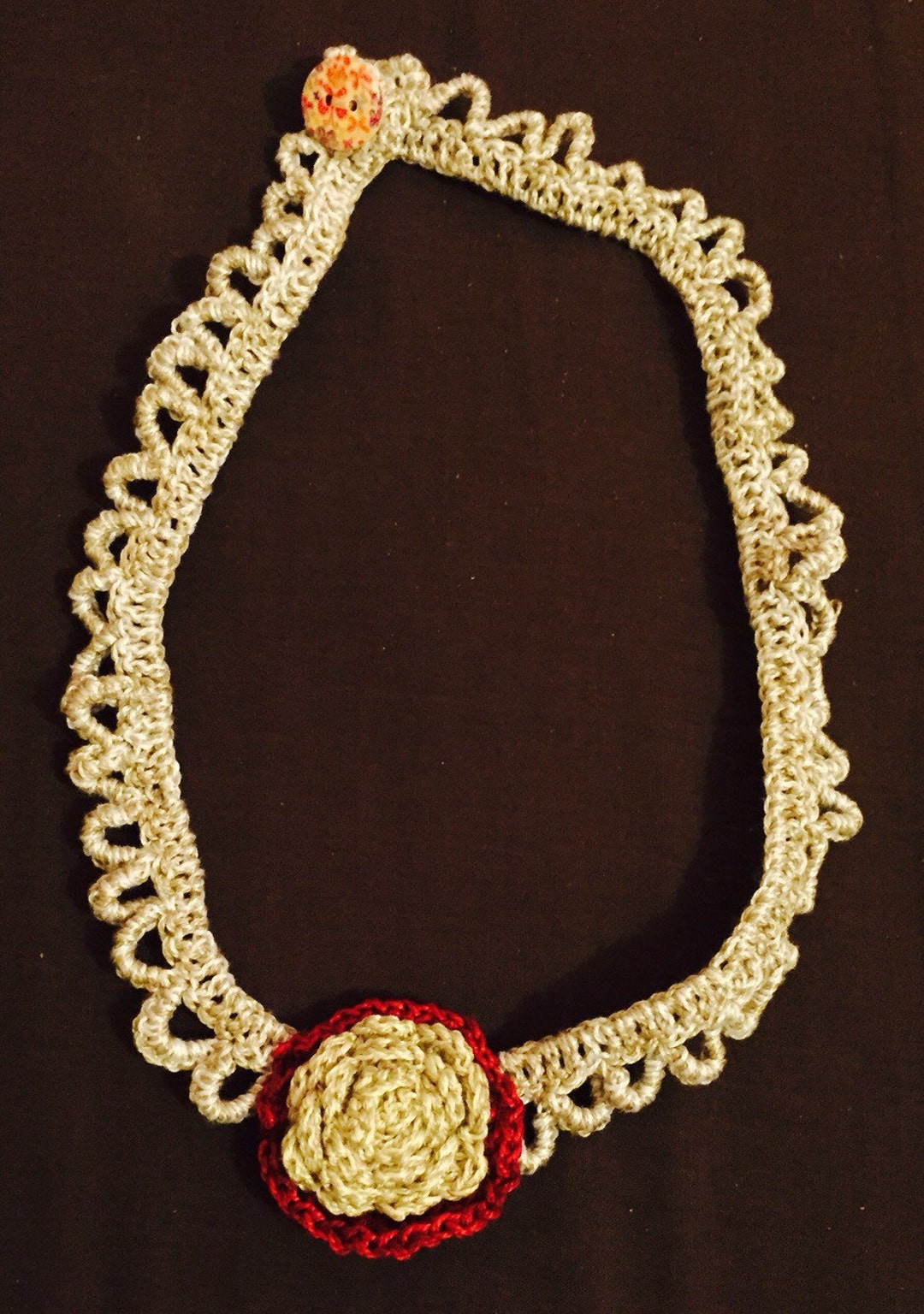 Crochet Flower Necklace With Frilly Trim - Etsy