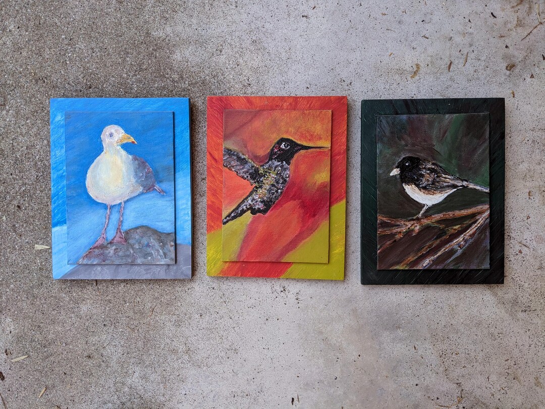 BIRDS TRIO - Acrylic Painting Collection of Seagull, Hummingbird ...