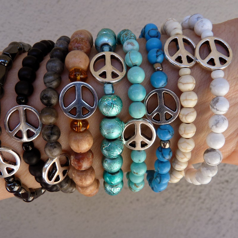 Peace Charm Bracelet - Etsy
