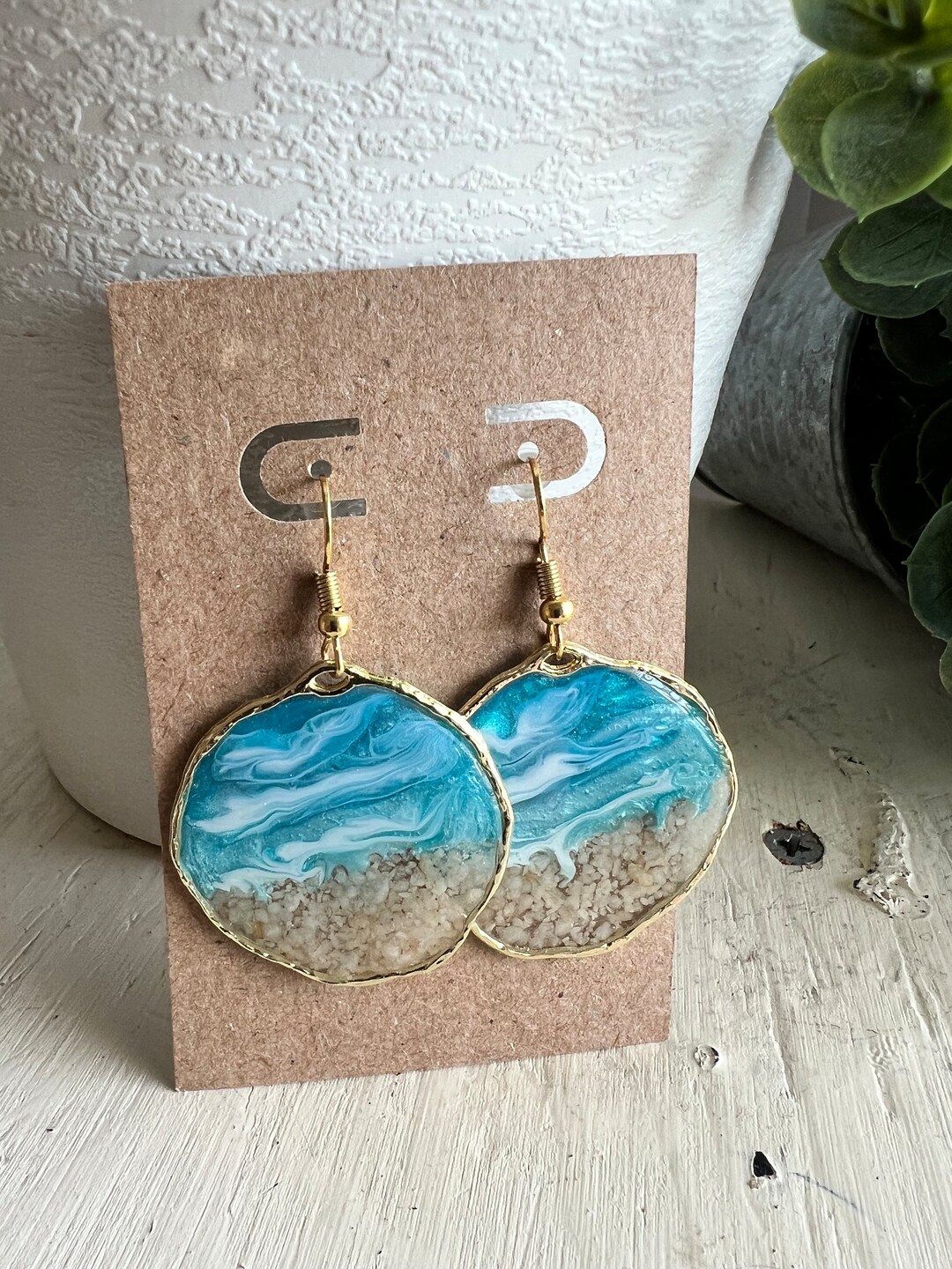 Ocean Waves Coastal Beach Resin Earrings - Etsy
