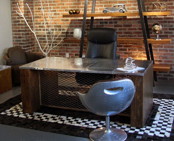 Executive Desk Industrial Office Desk | Etsy