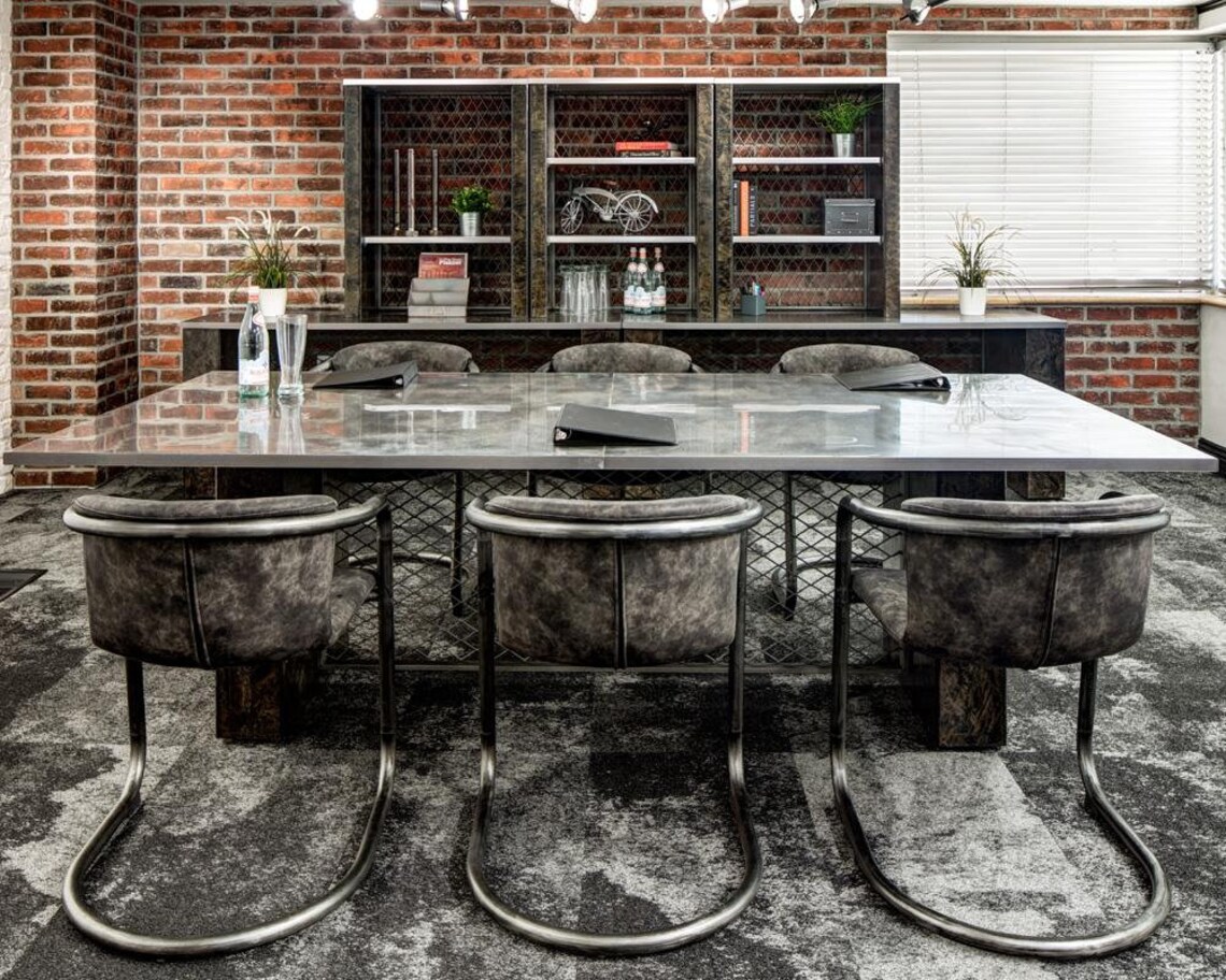 8' Industrial Conference Table, Steel Top - Etsy