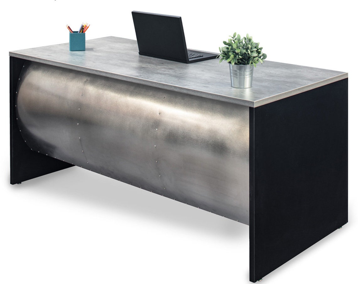 Barrel Front Desk - Stainless Steel - Etsy