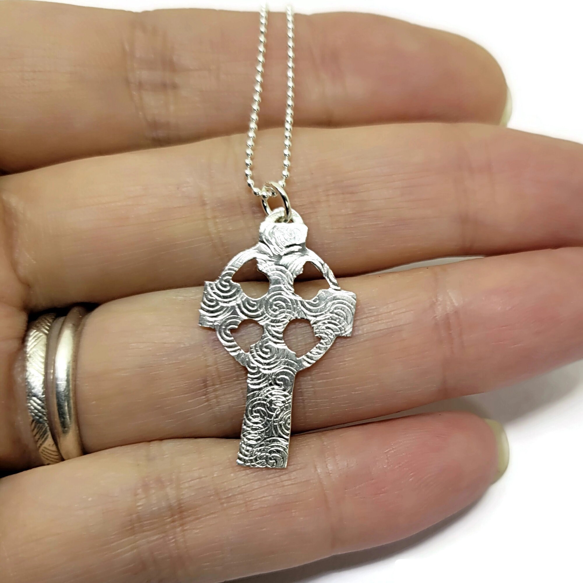 Sterling Silver Textured Celtic Cross Pendant One of a Kind | Etsy