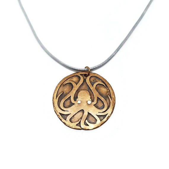 Copper Octopus With Sterling Silver Eyes Pendant One of a - Etsy